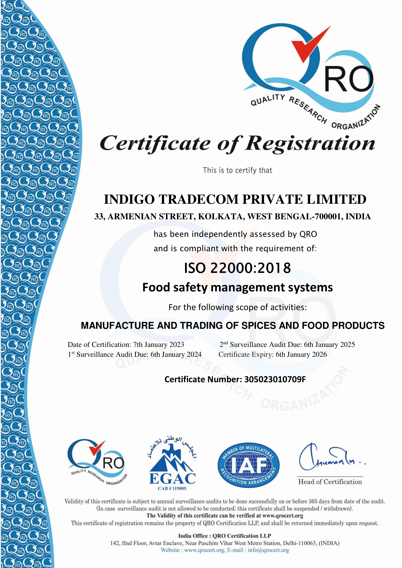 Certifications – Indigo Tradecom Private Limited